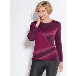 Rundhalspullover CLASSIC "Pullover" Gr. 38, lila (brombeer, gemustert) Damen Pullover