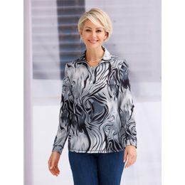 Poloshirt Classic Basics "Winter-Shirt" Gr. 54, schwarz (schwarz, bedruckt) Damen Shirts Jersey