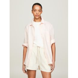 Hemdbluse Tommy Hilfiger "LINEN EASY FIT LS SHIRT" Gr. 36, pink (whimsy pink) Damen Blusen langarm