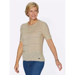 Kurzarmpullover Casual Looks "Pullover" Gr. 52, beige (sand) Damen Pullover
