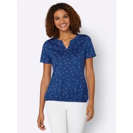 Print-Shirt Casual Looks "Shirt" Gr. 50, blau (royalblau, weiß, bedruckt) Damen Shirts Jersey