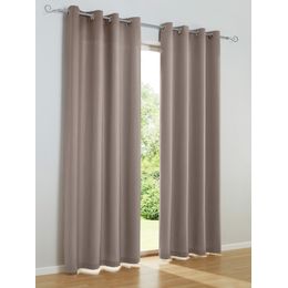 Vorhang HEINE HOME Gardinen Gr. 225 cm, Schlaufen, 140 cm, grau (taupe) Schlaufen