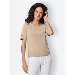 Strickpullover CREATION L PREMIUM "Baumwoll-Pullover" Gr. 50, beige Damen Pullover