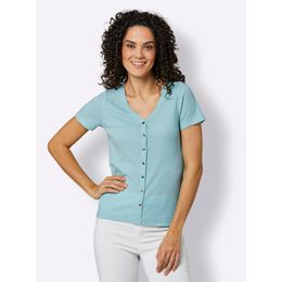 V-Shirt CREATION L PREMIUM "Lyocell-Shirt" Gr. 42, grün (mint) Damen Shirts V-Shirts