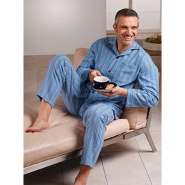 Schlafanzug COMTE Gr. 48/50, blau (blau, gestreift) Herren Homewear-Sets Nachtwäsche