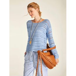 Strickpullover Heine "Pullover" Gr. 40/42, blau (hellblau) Damen Pullover