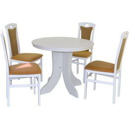 HOFMANN LIVING AND MORE Essgruppe 5tlg. Tischgruppe, (Spar-Set, 5-tlg., 5tlg. Tischgruppe), Stühle montiert, gelb|weiß