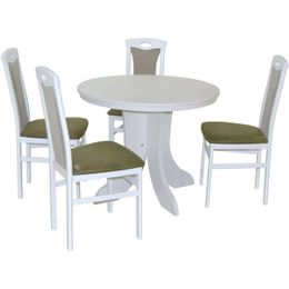HOFMANN LIVING AND MORE Essgruppe 5tlg. Tischgruppe, (Spar-Set, 5-tlg., 5tlg. Tischgruppe), Stühle montiert, grün|weiß