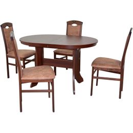 HOFMANN LIVING AND MORE Essgruppe 5tlg. Tischgruppe, (Spar-Set, 5-tlg., 5tlg. Tischgruppe), Stühle montiert, braun