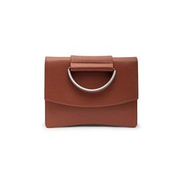 Gretchen Schultertasche Oyster Clutch Three, aus italienischem Kalbsleder, braun