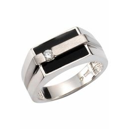 Firetti Fingerring Schmuck Geschenk Silber 925 Silberring Ringkopf eckig, mit Onyx, Zirkonia (synth), schwarz|silberfarben|weiß