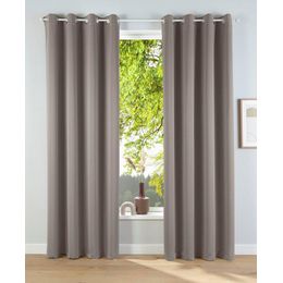 Verdunkelungsvorhang Solana, my home, Ösen (2 St), verdunkelnd, 2-er Set, Breite 140 cm, einfarbig, beige