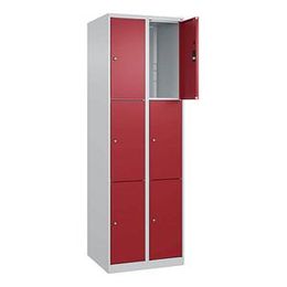 C+P CP Schließfachschrank Classic Plus lichtgrau, rubinrot 080000-203 S10001, 9 Schließfächer 60,0 x 50,0 x 185,0 cm