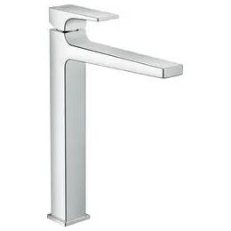 Waschtischarmatur Hansgrohe "Metropol" Armaturen Gr. H/T: 32,6cm x 24,4cm, silberfarben (chrom) 26cm, mit Hebelgriff für Aufsatzwaschtische Push-Open Ablauf