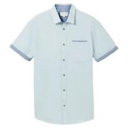 Tom Tailor Herren Kurzarmhemd mit Brusttasche, blau, Uni, Gr. XXL