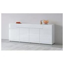 Sideboard Inosign "Toledo,Breite 208cm,moderne Kommode mit dekorative Fräsungen,grifflos" Sideboards weiß (weiss matt/weiss hgl) Kombikommode mit viel Stauraum, Einlegeböden verstellbar