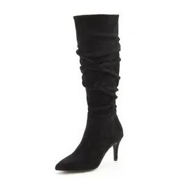 Reißverschlussstiefel Lascana Gr. 42, schwarz Damen Schuhe mit modischer Raffung, Langschaft, High-Heel Stiefelette,Slouchy Boots