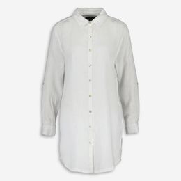 TK Maxx Weißes Strandkleid aus Leinenmischung im Hemd-Design