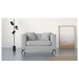 Loveseat Places of Style "MATTHEW B/T/H: 130/86/74 cm Sessel" Sessel Gr. Struktur weich, B/H/T: 130cm x 74cm x 86cm, grau (hellgrau) incl. Zierkissen, feine Steppung im Rücken, belastbar bis 200kg