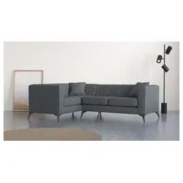 Ecksofa Places of Style "MATTHEW B/T/H: 240/167/74 cm" Sofas Gr. B/H/T: 240cm x 74cm x 167cm, Struktur weich, langer Schenkel rechts, grau (anthrazit) L-Form, Steppung im Rücken, incl. Zierkissen, lose Sitzkissen