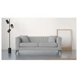 3-Sitzer Places of Style "MATTHEW B/T/H: 201/86/74 cm" Sofas Gr. B/H/T: 201cm x 74cm x 86cm, Struktur, grau (hellgrau) feine Steppung im Rückenbereich, lose Sitzkissen, incl. Zierkissen