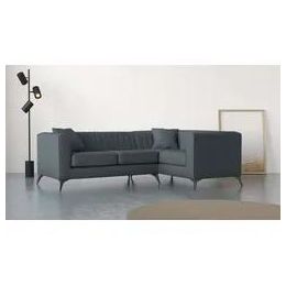 Ecksofa Places of Style "MATTHEW B/T/H: 240/167/74 cm" Sofas Gr. B/H/T: 240cm x 74cm x 167cm, Samt, langer Schenkel links, grau (anthrazit) L-Form, Steppung im Rücken, incl. Zierkissen, lose Sitzkissen