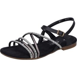 Rieker Riemchensandalen, Lederoptik, Strass, für Damen, schwarz, 39