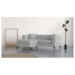 Ecksofa Places of Style "MATTHEW B/T/H: 201/162/74 cm, ideal für kleine Räume" Sofas Gr. B/H/T: 201cm x 74cm x 162cm, Struktur, Ottomane links, grau (hellgrau) L-Form, feine Steppung im Rücken, incl. Zierkissen