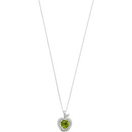Firetti Kette mit Anhänger Schmuck Geschenk Silber 925 Halsschmuck Halskette Apfel Herz, mit Peridot, Zirkonia (synth), grün|silberfarben|weiß