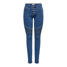 Only Skinny-fit-Jeans ONLHUSH MID WAIST SK POC BIKER PIM DNM mit Biker Details, blau