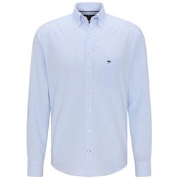 Fynch-Hatton Langarmhemd mit Button-Down-Kragen, blau|weiß
