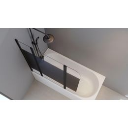 MARWELL Badewannenfaltwand BLACK LINES, Einscheibensicherheitsglas, (3 tlg), mit Sichtschutz, Breite: 125 cm, schwarz