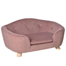 PawHut Haustiersofa Hundematte Katzen Sofa mit Kissen Plüsch Rosa