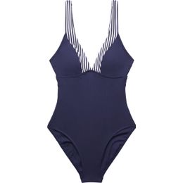 Esprit Bondi Beach Badeanzug, Streifenblende, schnelltrocknend, für Damen, blau, 38