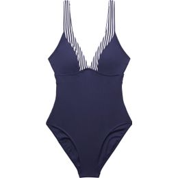 Esprit Bondi Beach Badeanzug, Streifenblende, schnelltrocknend, für Damen, blau, 42