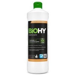 BiOHY Creme Seife, Hautfreundliche Waschlotion, Phosphatfreie Handseife, Rückfettende Seifencreme 1 x 1 Liter Flasche