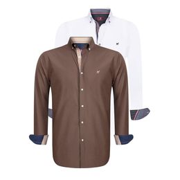 Williot Button Up Shirt male Brown, White size XL