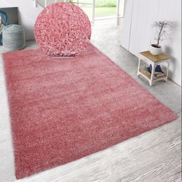Hochflor-Teppich Home Affaire "Malin" Teppiche Gr. B/L: 120 cm x 180 cm, 43 mm, 1 St., rosa Esszimmerteppiche Shaggy in Uni-Farben, einfarbig, leicht glänzend, besonders weich