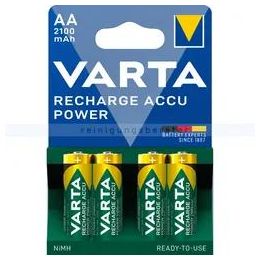 Akku Batterien Varta Recharge Accu Power AA R6 2100 mAh 4 Stück/Blister, sofort einsatzbereit da vorgeladen, 1,2 V