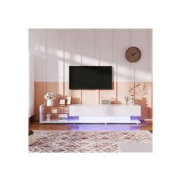 MODFU Lowboard TV-Schrank mit Glasablagen und Schubladen