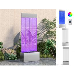 vidaXL Gartenbrunnen Wassersäule mit RGB LEDs Edelstahl und Acryl 110 cm