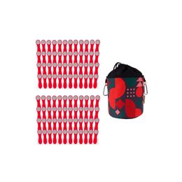 trendfinding Wäscheklammern 96 Wäscheklammern Rot-Grau Edelstahl und 1 Klammerbeutel Retro Red