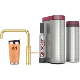 QUOOKER Küchenarmatur QUOOKER FUSION SQUARE Gold VAQ PRO3 mit CUBE 2 (3FSGLDCUBE) (2-St) 100°C Kochendwasserhahn mit Trinkwassersystem