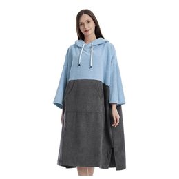 BlauWave Bademantel Badehandtuch mit Kapuze Badeponcho für Damen und Herren