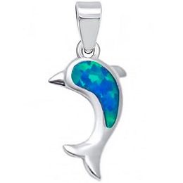 Goldene Hufeisen Kettenanhänger Opal Delfin Anhänger für Halskette aus 925 Silber Kettenanhänger (1 Stück