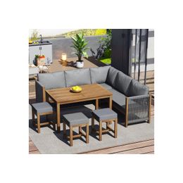 Gotagee Gartenlounge-Set Garten-Essgruppe Gartenmöbel Set Polyrattan Lounge für 7–8 Personen
