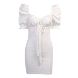 BlauWave Maxikleid Damenkleider Square Neck Bubble Sleeve (1-tlg) Minikleid Damen Kleid Elegant Kleid