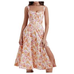 BlauWave Maxikleid Frauen Mode Floral Midi Kleid (1-tlg) Cut Out Bodycon Sommerkleid