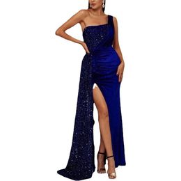 BlauWave Dirndl Elegantes Sexy One-Shoulder Pailletten Abendkleid Für Frauen (1-tlg) Luxus Formal Backless