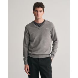 Gant Klassischer V-Neck Pullover aus Baumwolle